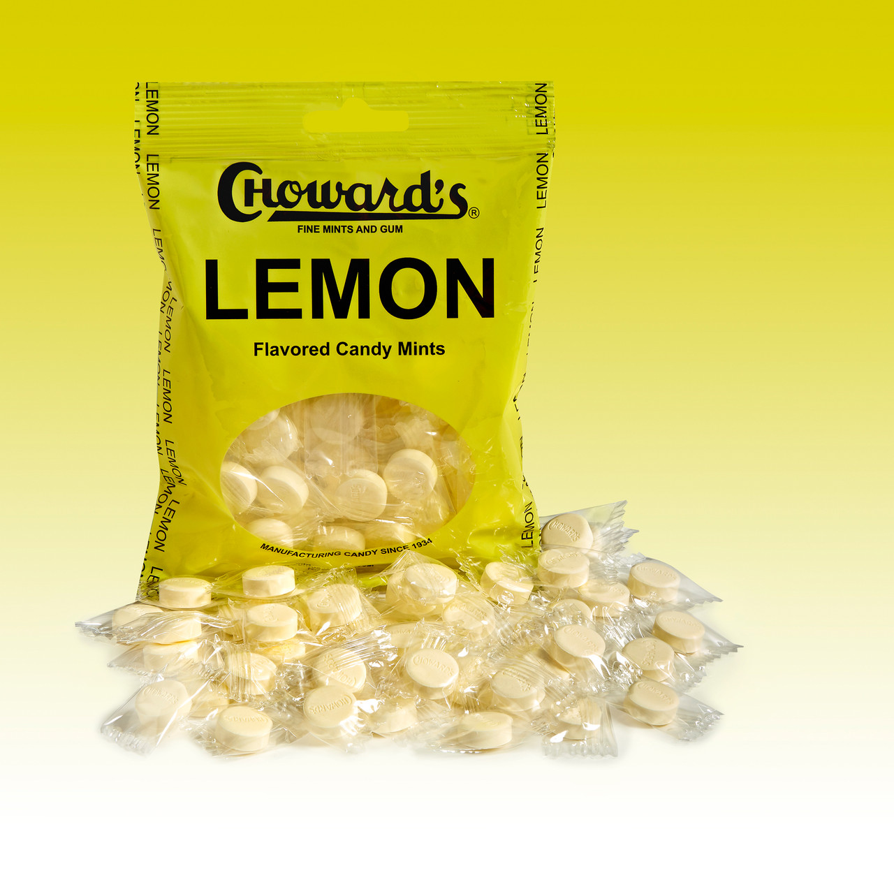 WHOLESALE Choward's Lemon mint individually wrapped 3oz. peg bag 12ct ...
